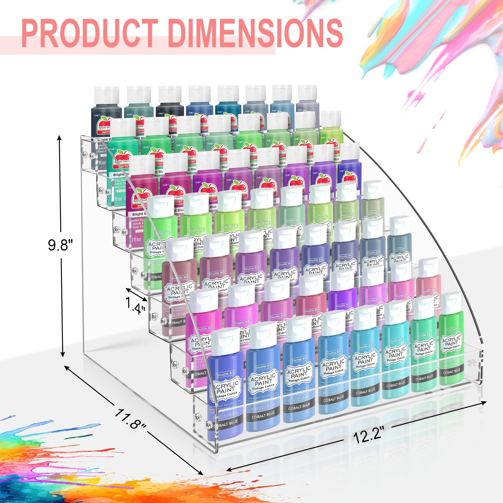 Vowcarol Clear Acrylic Paint Organizer 7 Tiers, Model Paint Organizer Miniature Paint Holder 7 Layers Paint Storage Rack, Craft Paint Organizer Rack