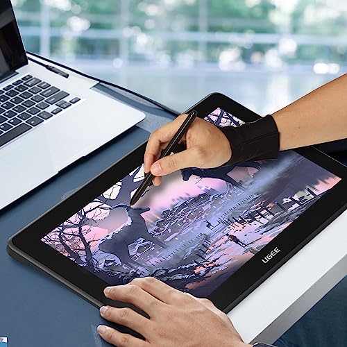 UGEE 2 Pack Artist Glove,Drawing Tablet Universal Sizes Glove,Computer Graphic Tablet Golve with Two Finger for Right Hand or Left Hand,Draw,Sketch
