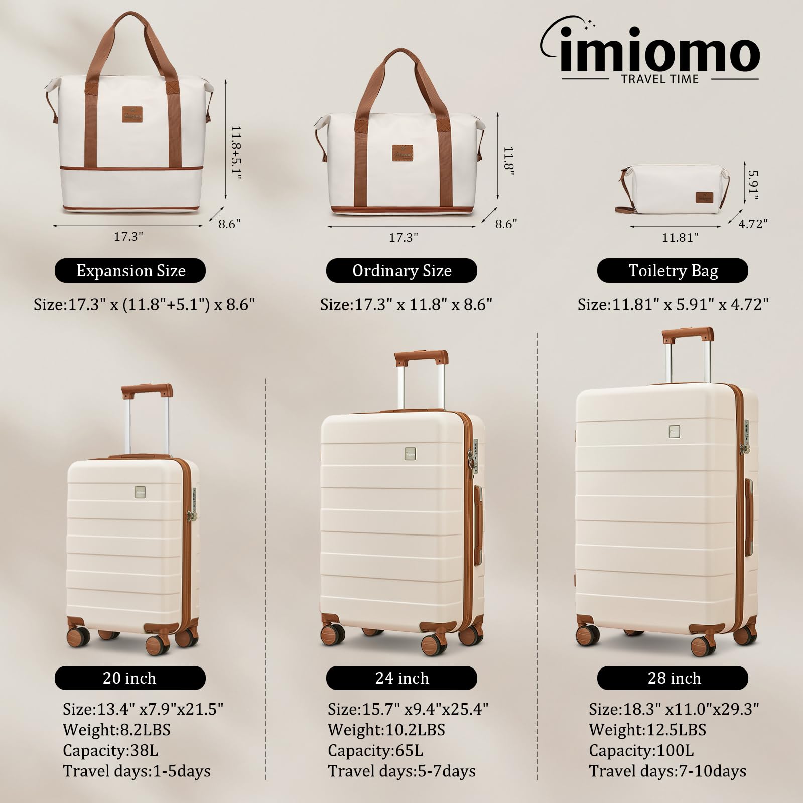imiomo 28 IN Large Luggage, Suitcase with Spinner Wheels, Hardside 3PCS Set Lightweight Rolling Travel Luggage with TSA Lock(28"/Black)