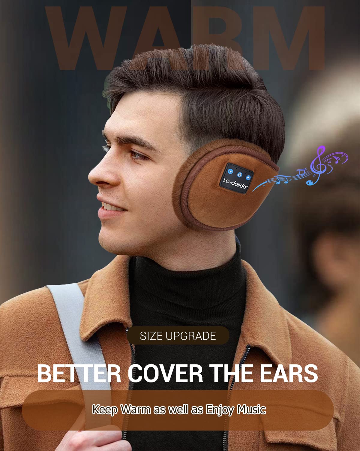 LC-dolida Bluetooth Ear Warmers Ear Muffs Earmuffs Built-in HD Speakers for Winter