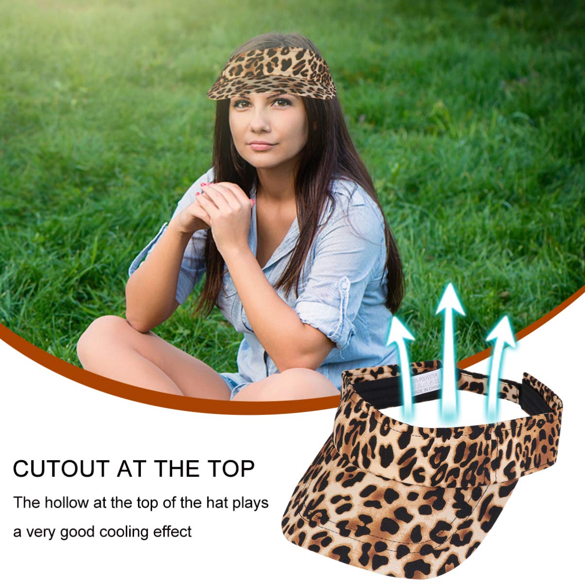 KESYOO Unisex Leopard Print Sun Visor Hat Adjustable Baseball Cap Empty Top Golf Tennis Visor for Outdoor Sports Summer Beach