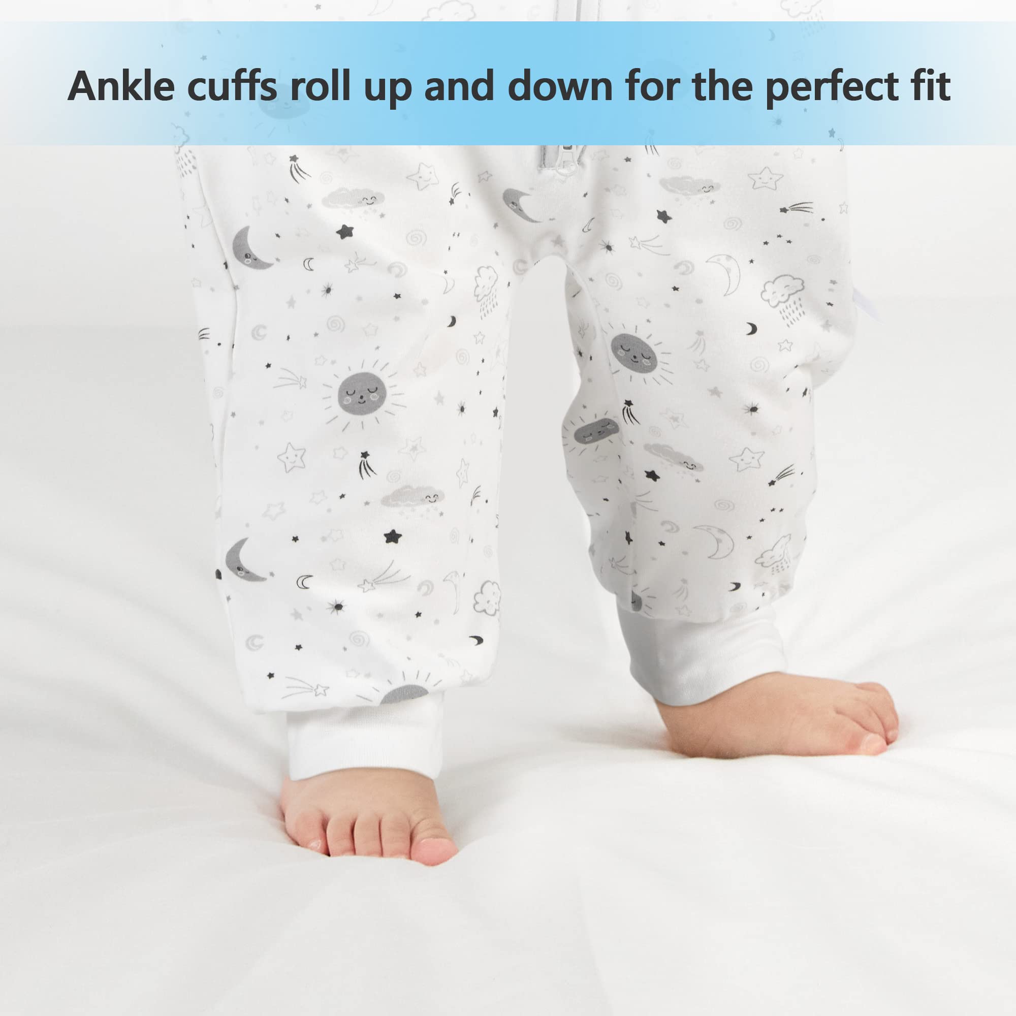 TILLYOU Toddler Sleeping Bag - 100% Cotton Toddler Wearable Blanket Sleep Sack Sleeveless Sleeping Bag TOG 0.5,Small Sun,2T