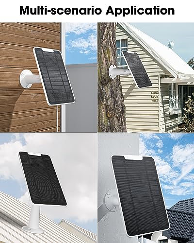 Solar Panel Charger Compatible with Google Nest Camera Outdoor & Indoor (Battery Version), 5W Solar Power for Google Nest Cam, IP65 Weatherproof, w/Secure Wall Mount & Screwdriver, 13ft Cable, 3 Pack