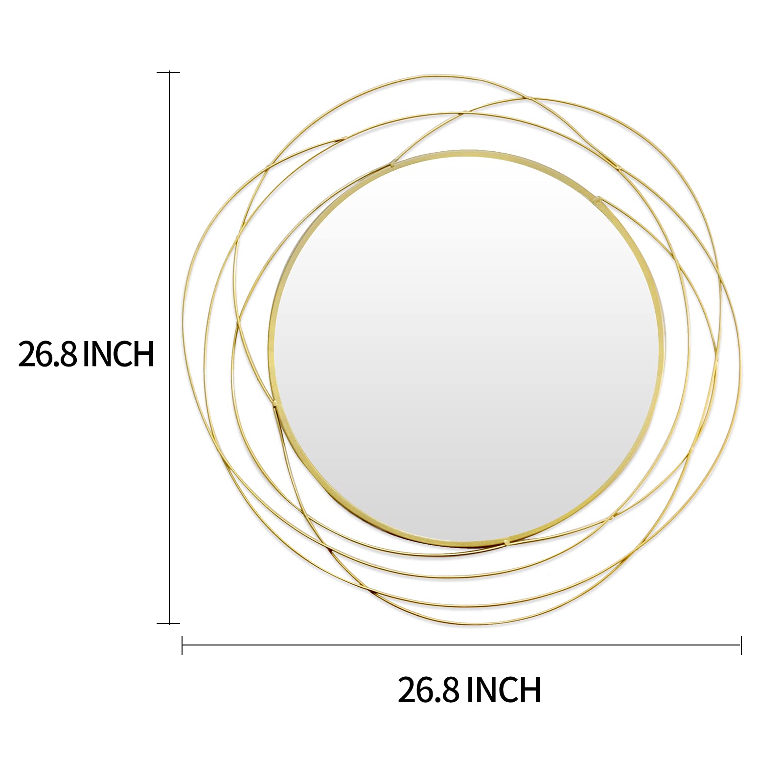 ironsmithn Wall Mirror Mounted Round Decorative Mirrors Circle for Bathroom Vanity, Living Room or Bedroom 26.8β x26.8β (Gold)