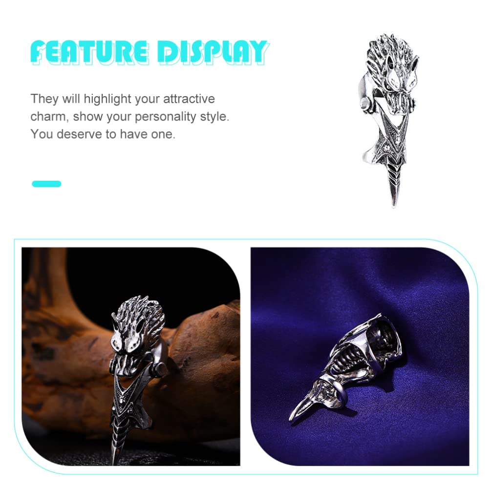 KALLORY Knuckle Joint Full Finger Ring Vintage Punk Rings Wolf Activity Ring Gothic Claw Finger Rings Hip Hop Costume for Men Woman