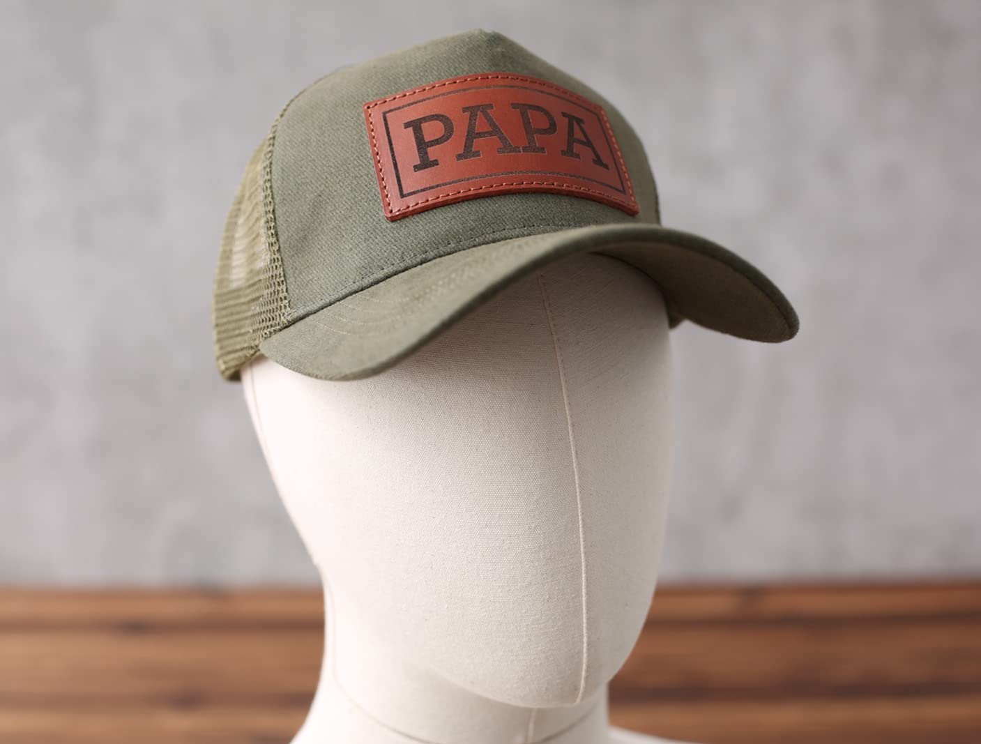 Papa Hat,Leather Patch Hat Papa for Papa Baby Announcement Gift for Papa Olive