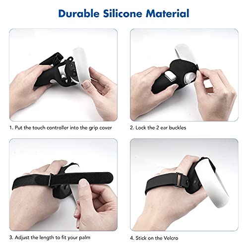KIWI design Grip Cover For Oculus Quest 2 Accessories Touch Controller Grip Anti-Throw Handle Sleeve With Adjustable Hand Strap
