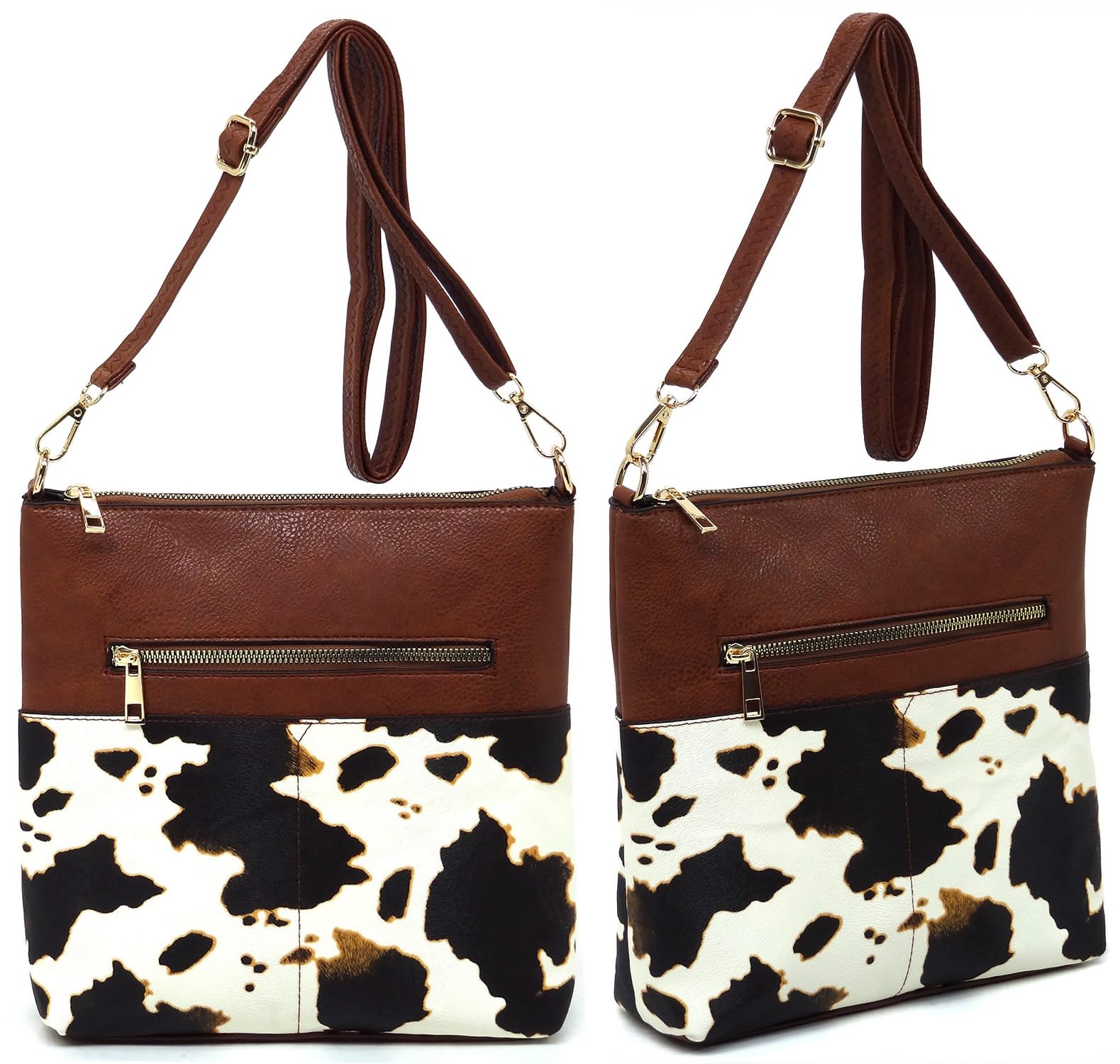 Leopard Print Crossbody Bag Animal Printed Shoulder Bag Womens Purse Satchel (Leo/Black)