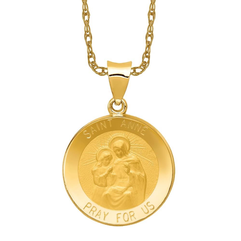 IceCarats 14K Yellow Gold Saint Anne Medal Necklace Charm Pendant 29mm x 19mm Only