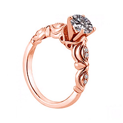 Jascina 0.50 Carat G-H Diamond Fancy Solitaire Engagement Wedding Bridal Ring 14K Rose Gold