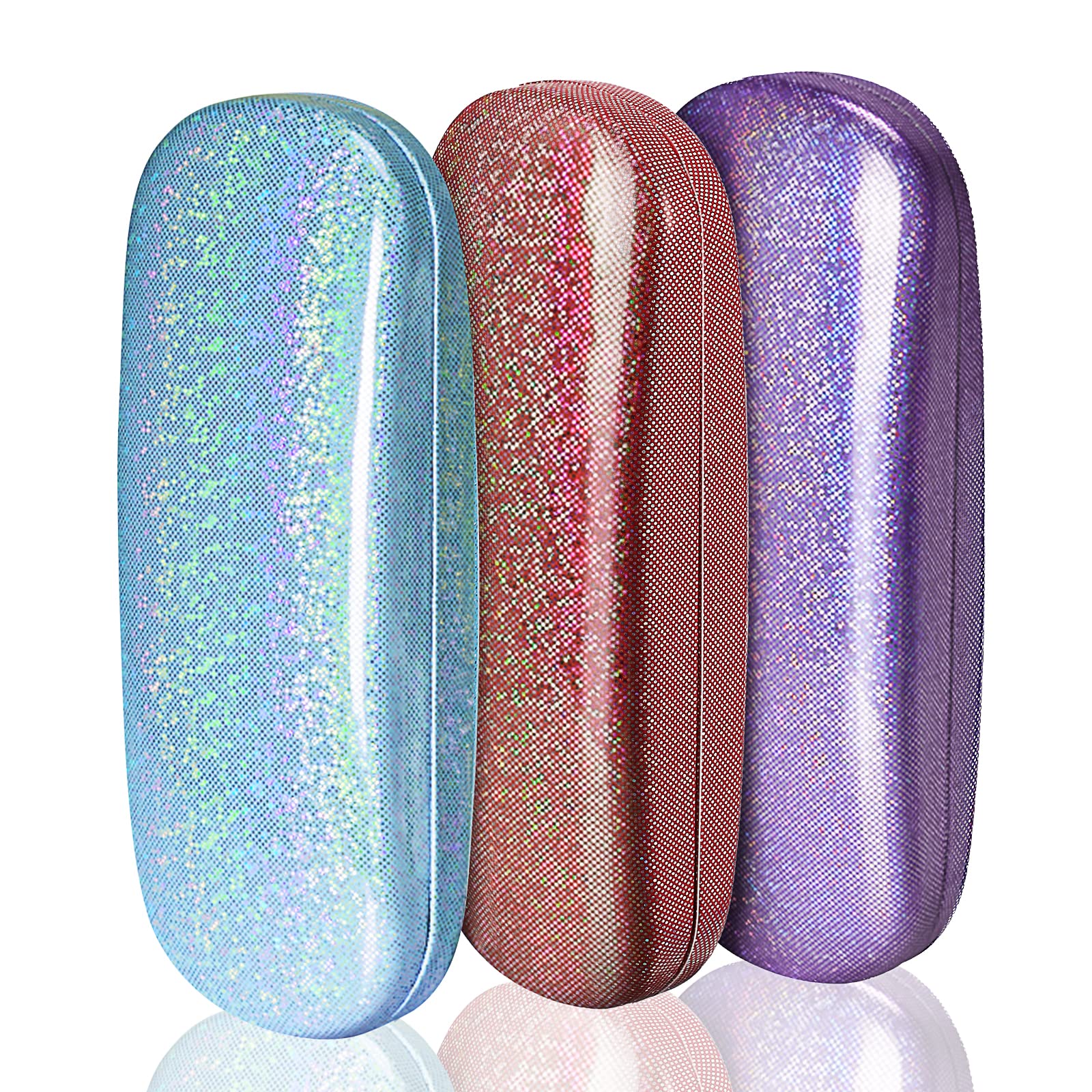 MBSCS 6 Pack Hard Shell Eyeglasses Glasses Case Shiny Glasses Protective Case for Eyeglasses