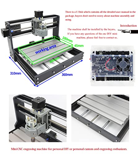 RATTMMOTOR CNC 3018 PRO CNC Wood Router Machine Kit GRBL Control 3 Axis DIY Mini CNC Engraver Milling Machine+GRBL Offline Controller+775 Spindle Motor ER11 for Carving Acrylic PVC PCB Plastic Wood