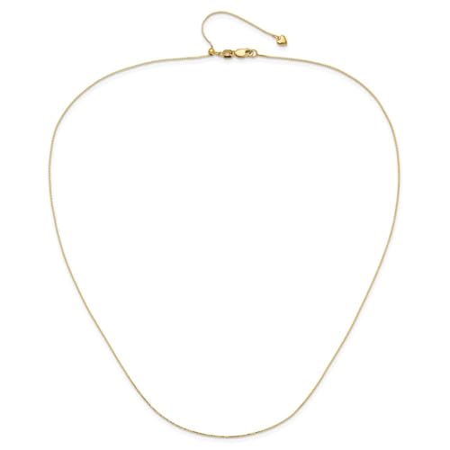 IceCarats 14K Yellow Gold Adjustable 0.55mm Box Link Chain Necklace 22 inch