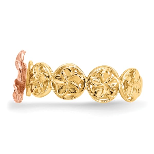 IceCarats 14K Yellow Rose Gold Hawaiian Plumeria Flower Ring Size 7