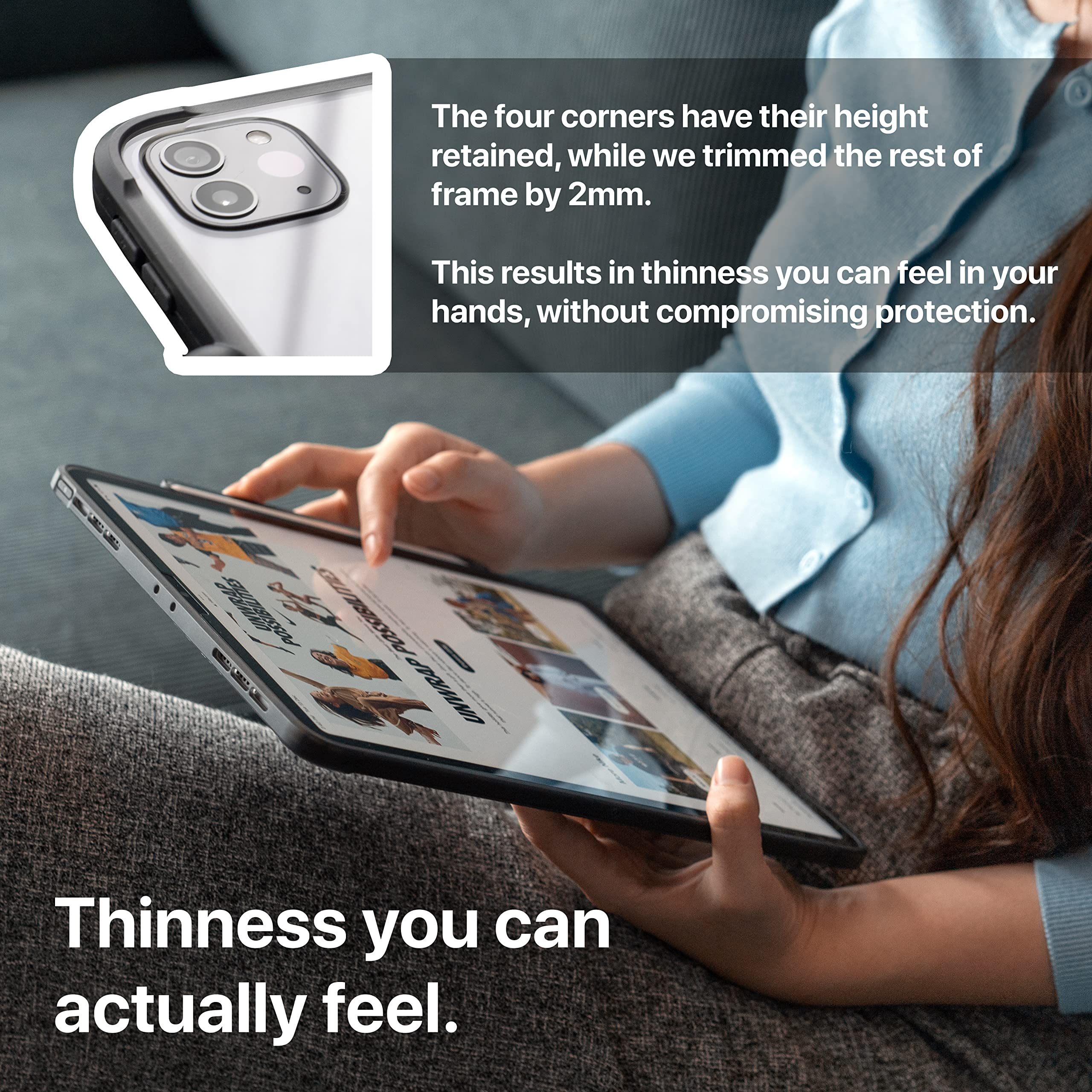 TineeOwl Mocha iPad Pro 11 inch Case 2022, 2021, 2020, 2018 (4th, 3rd, 2nd, 1st Generation) Ultra Slim Clear Case with Pencil Holder + Tri-fold Stand Cover, Lightweight (Frosted Black/Clear Back)