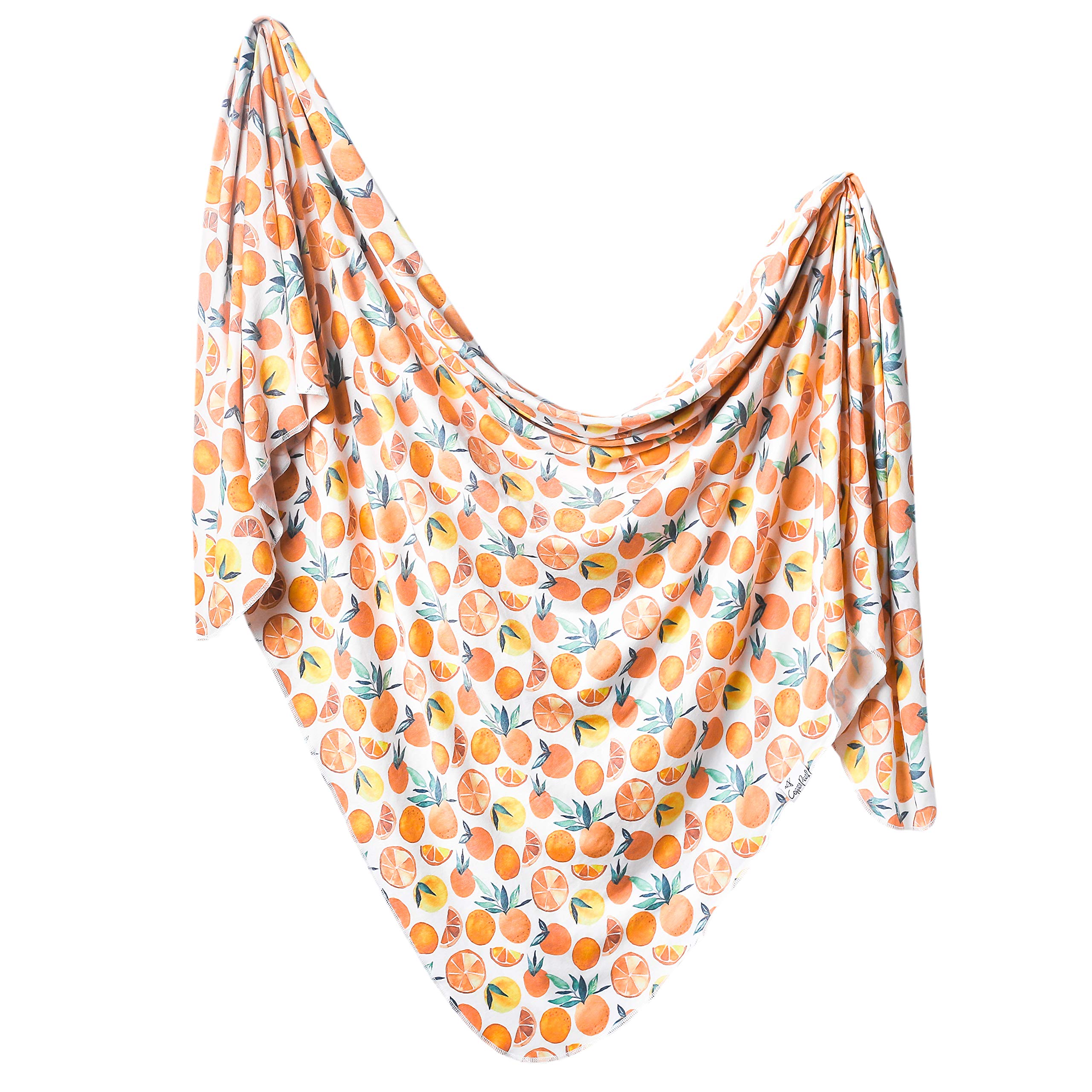 Large Premium Knit Baby Swaddle Receiving Blanket "Citrus" by Copper Pearl