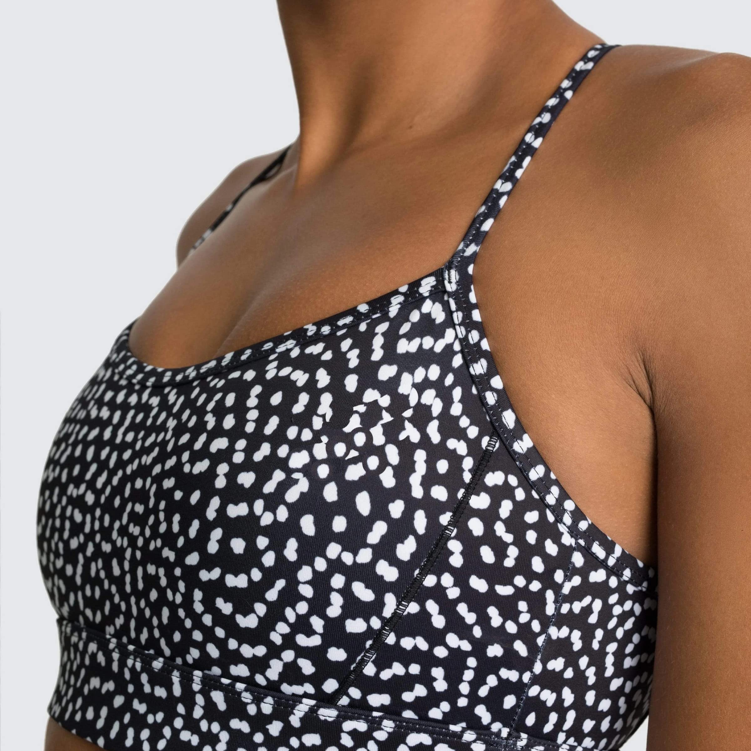 IWEMEK Women Workout Sets 2 Piece Polka Dot Print High Wasit Biker Shorts + Backless Adjustable Strap Sport Bra Yoga Outfits Exercise Running Gym Clothes Black Polka Dots Medium