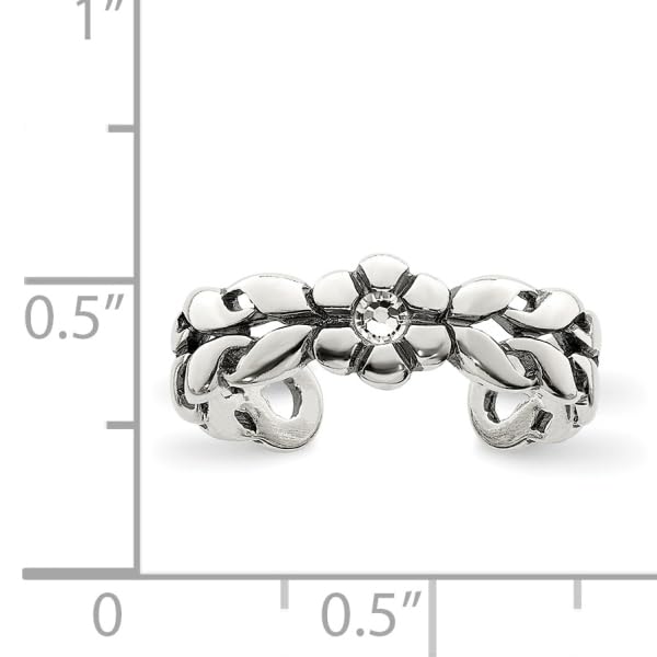IceCarats 925 Sterling Silver Vintage Rhinestone Crystals Adjustable Toe Ring Open Midi Band Summer Beach Jewelry