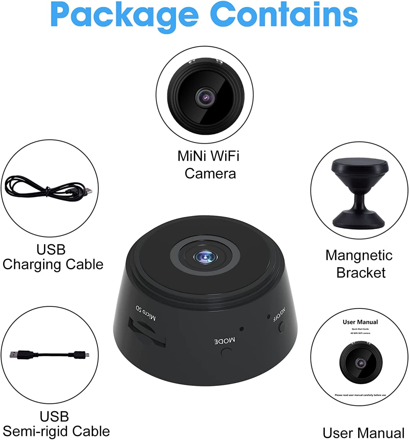 TINOCOR Mini Spy Camera WiFi Hidden Camera Spy Camera with Motion Detection Wireless Nanny Cam HD 1080P Home Security and Indoor Outdoor