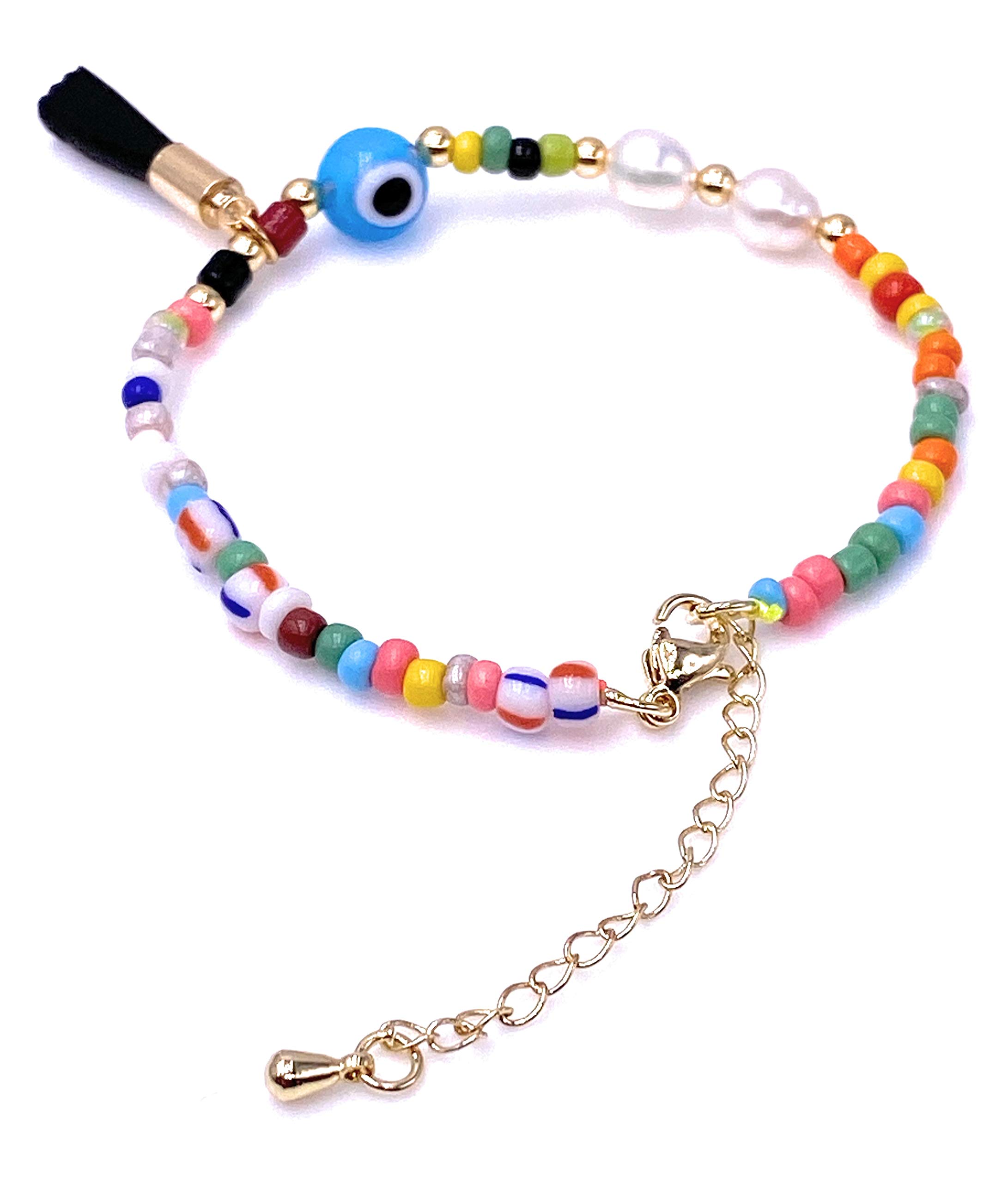 LESLIE BOULES Powerful Amulet Bracelet for Women Blue Evil Eye and Genuine Azabache Pendant