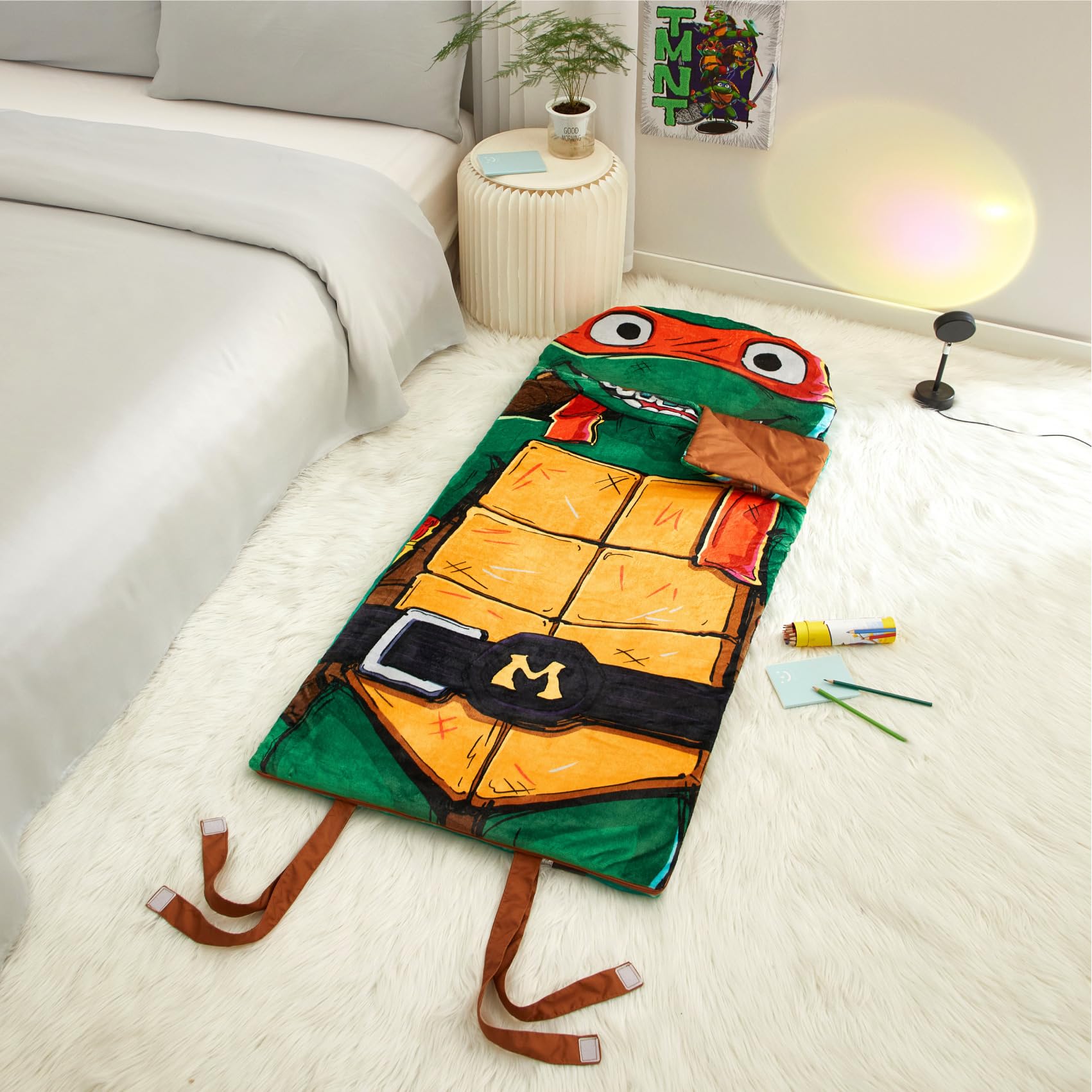 Teenage Mutant Ninja Turtles Faux Fur Figural Slumber Sleeping Bag for Kids,58"x26", Ages 3+