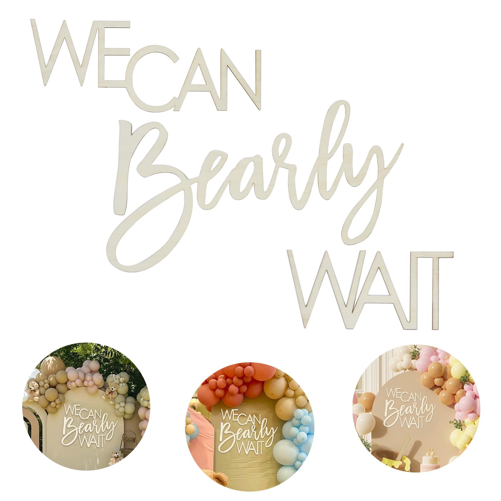 We Can Bearly Wait Sign Teddy Bear Baby Shower Decoration Backdrop Wooden Banner for Gender Reveal Party(Girl Boy Baby) Theme Party