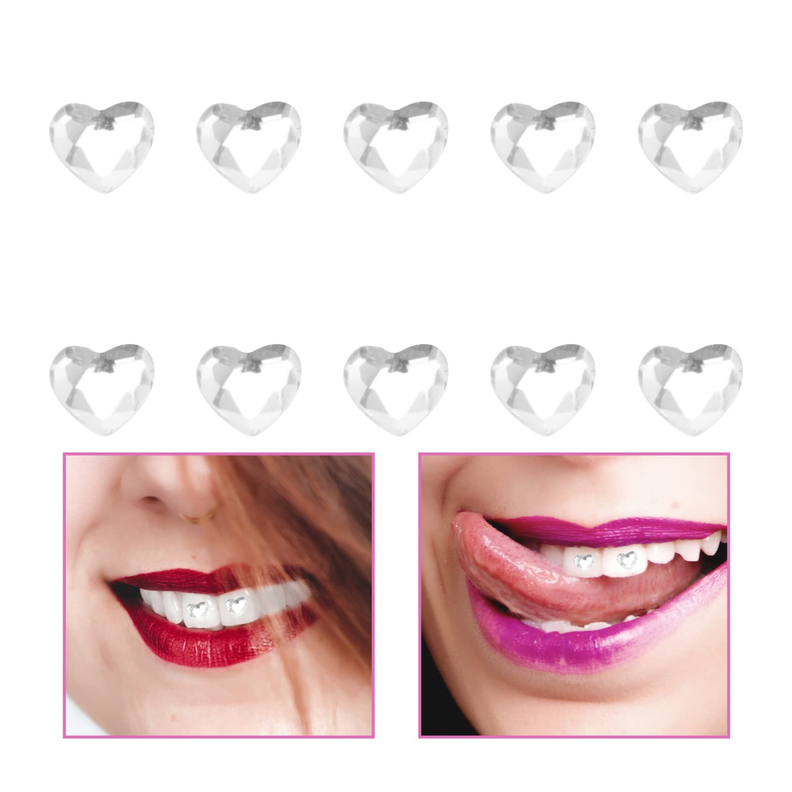 POPETPOP Teeth Jewelry, Tooth Gems Kit, Removable Tooth Ornaments Teeth Diamond for DIY Tooth Decor Nails Decor 10pcs