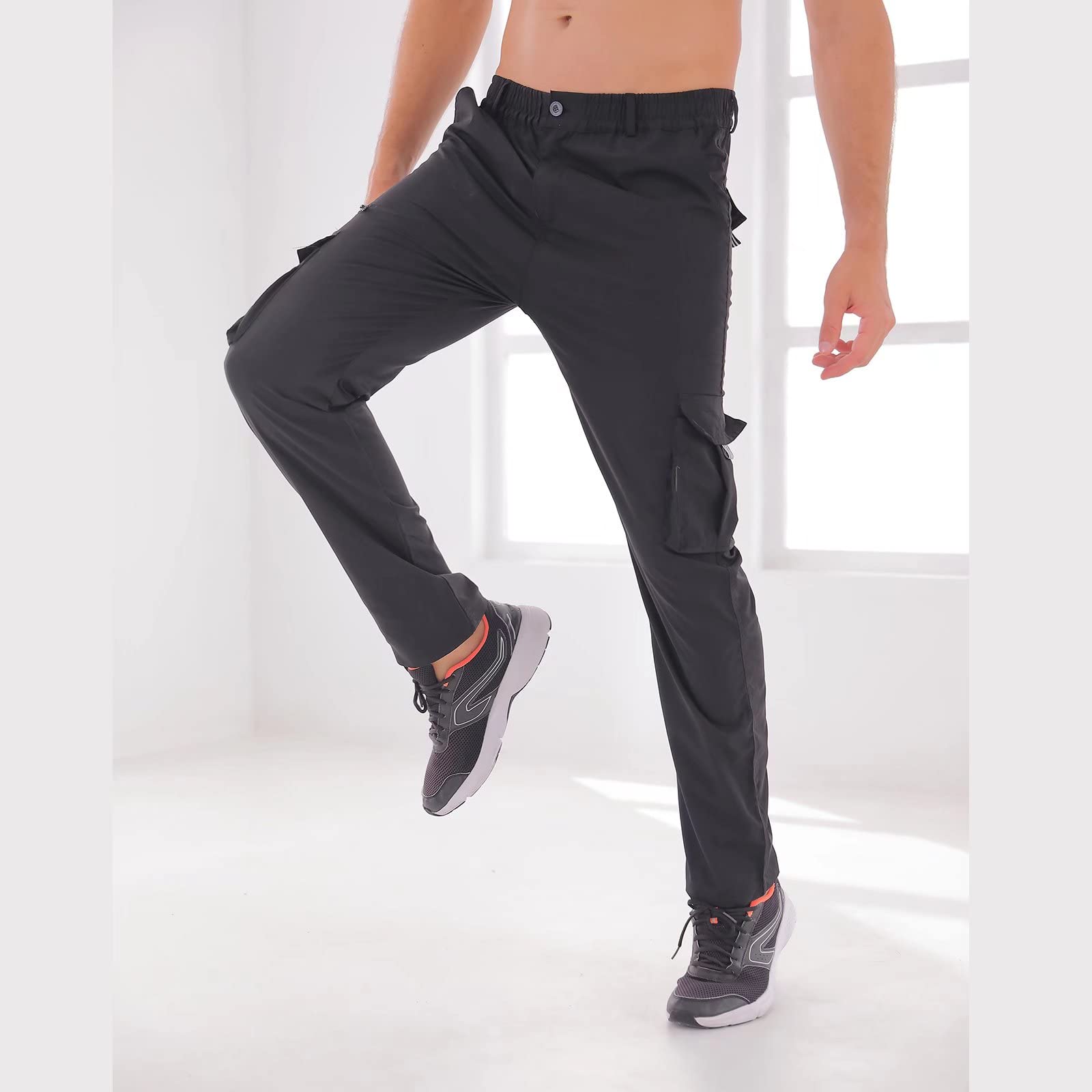 Men Casual Cargo Pant Lightweight Tactical Pant Hiking Jogger Classic Fit Multi Pockets 3XL