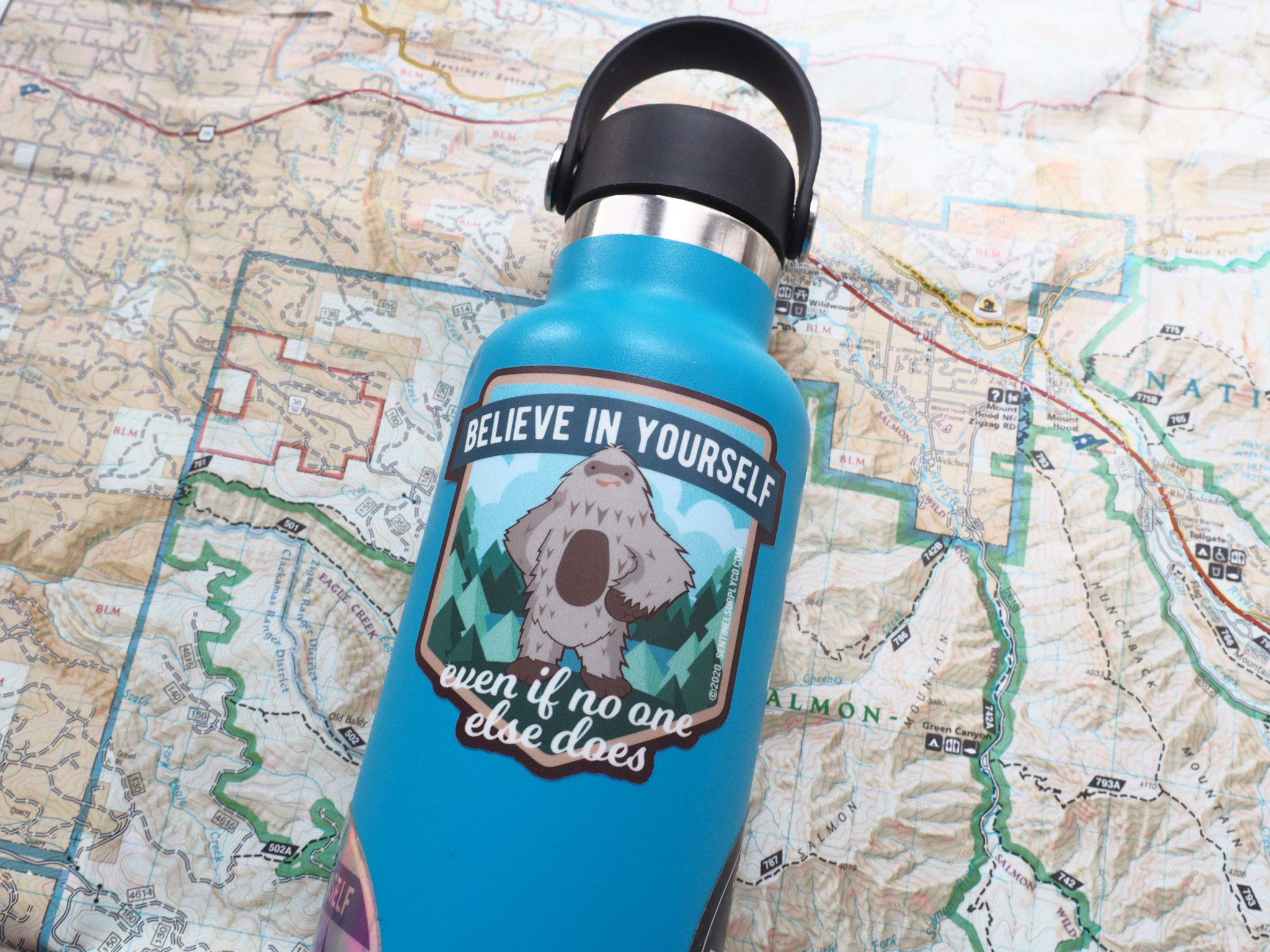 Sasquatch Believe in Yourself Sticker - Funny Bigfoot Decal for Hydroflask & Laptop - Waterproof Vinyl Bumper Sticker