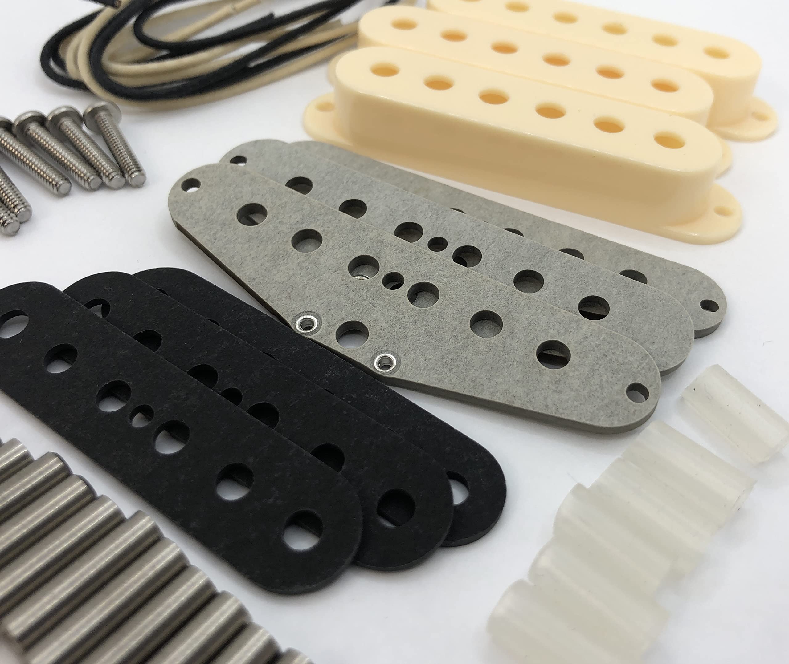 Pickup Winders Modern Single Coil Strat Pickup Set Winding Kit with Aged White Covers - Grey - 3 bobbins