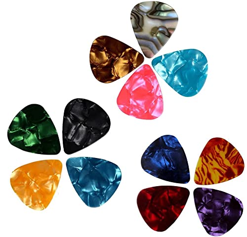 LYNNELEE Guitar Picks Multi Color Includes Thin, Medium, Heavy Felt with Storage Box Case for Ukulele, Guitar, Bass (12picks)