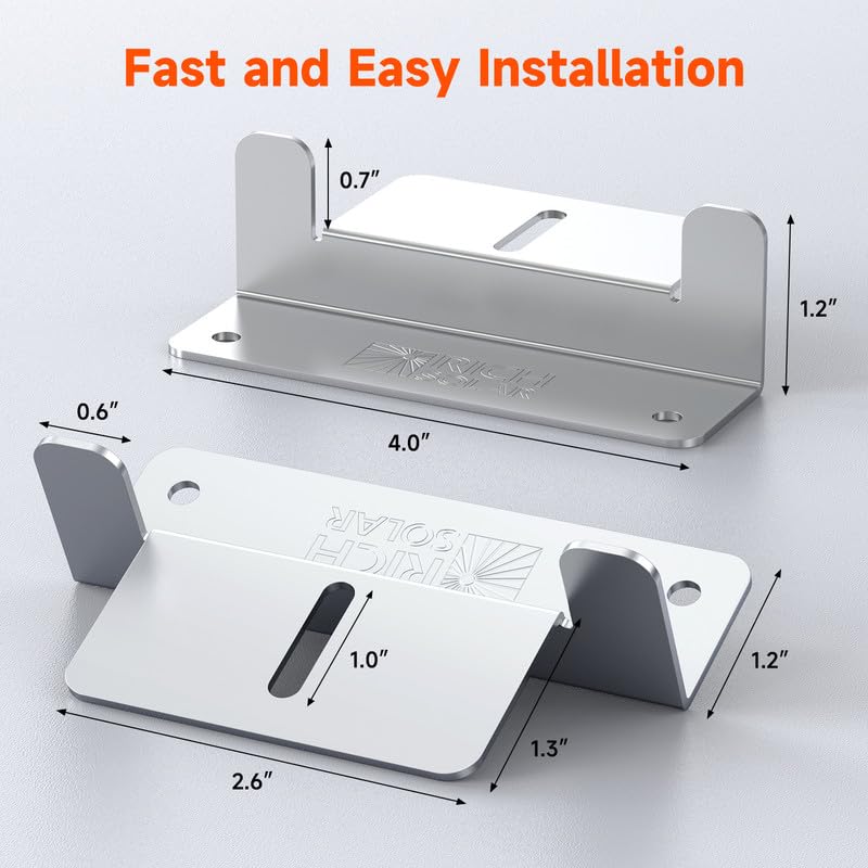 RICH SOLAR Solar Panel Mounting Hardware Z Brackets for RV Roof Boat Set of 4 Units