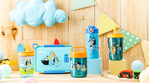 Zak Designs Bluey Reusable Plastic Bento Box with Leak-Proof Seal, Carrying Handle, Microwave Steam Vent, and Individual Containers for Kids' Packed Lunch (3-Piece Set)