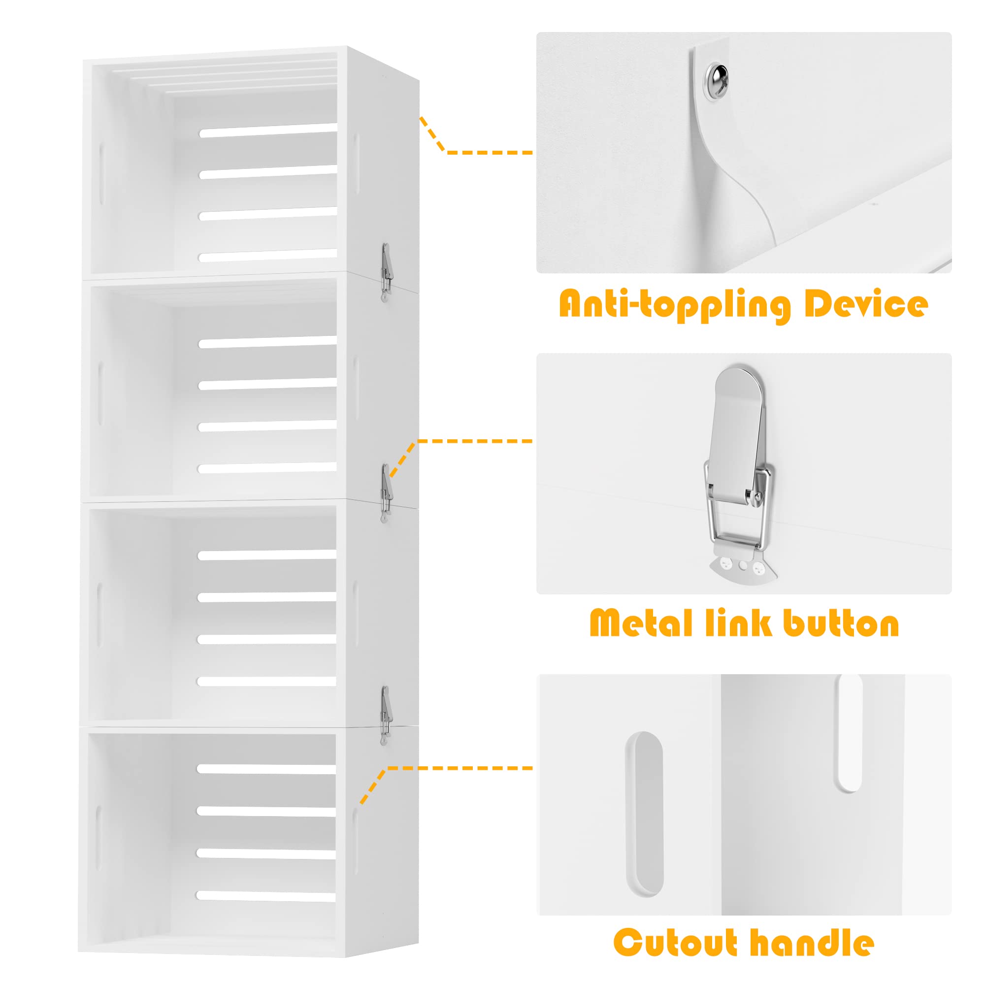 Timy 4-Tier Adjustable Kids Bookshelf Wood Book Storage Toy Storage Organizer Practical Book Storage Rack for Bedrooms Study Rooms Playrooms