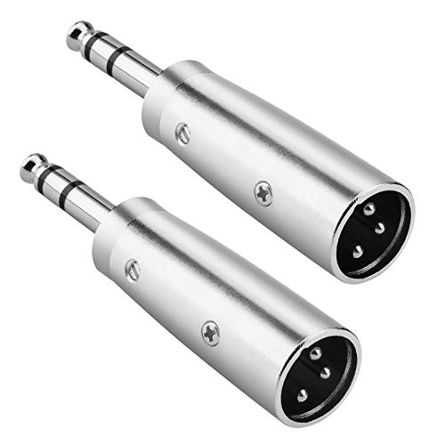 JOMLEY xlr to 1/4 Adapter,6.35mm TRS Stereo to XLR Male Plug Balanced Cable Adapter - 2 Pack