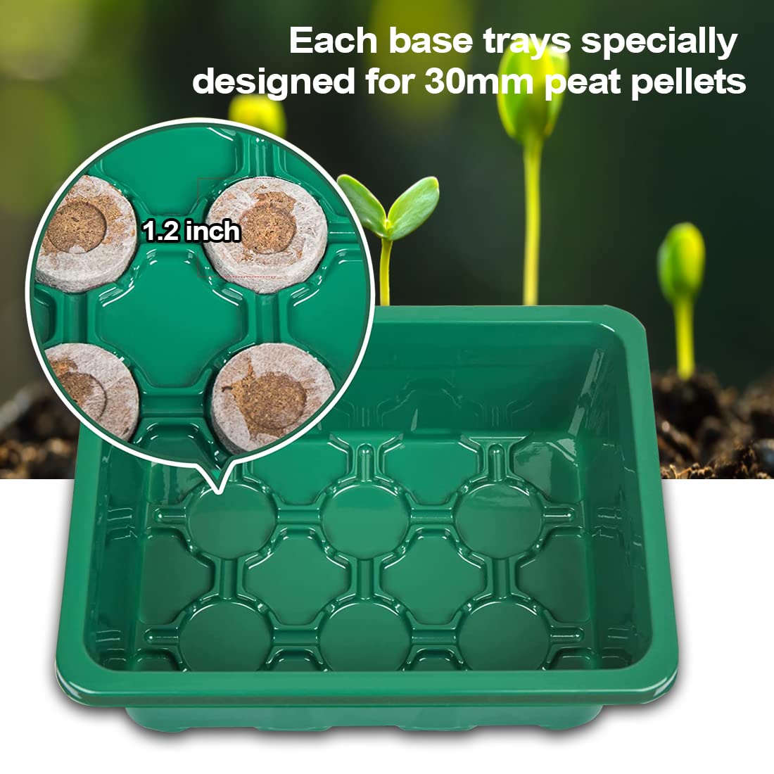 JCBritw 6-Pack Seed Starter Trays, 72-Cell Thickened Seed Starter Kit with Humidity Dome, Flat Reusable Plant Germination Trays with Drain Hole, Seeds Propagation Tray