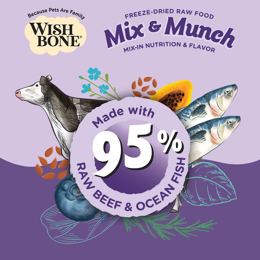 Wishbone Mix & Munch Raw Freeze-Dried Grain-Free Beef and Ocean Fish for Dogs 350g
