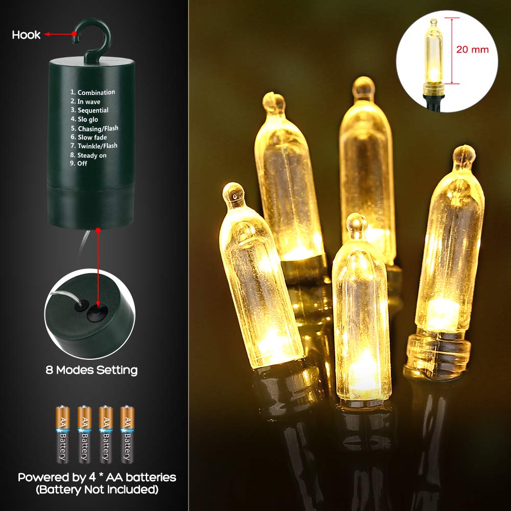 Joomer Orange Halloween Lights, 33ft 100 LED Battery Operated Orange Lights Waterproof with 8 Modes & Timer Function for Halloween Decorations