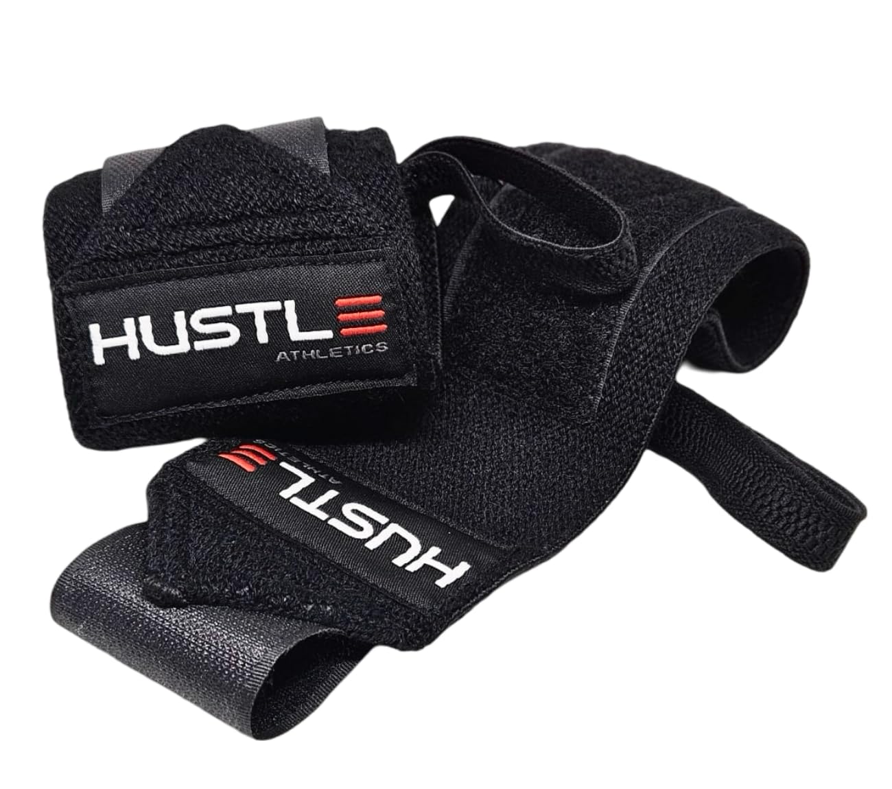 Hustle Athletics Wrist Wraps - USPA Approved Best Weightlifting Support (Professional Competition Grade Wrap) - Brace Your Wrists to Push Heavy, Avoid Injury & Improve Your Workout - for Men & Women