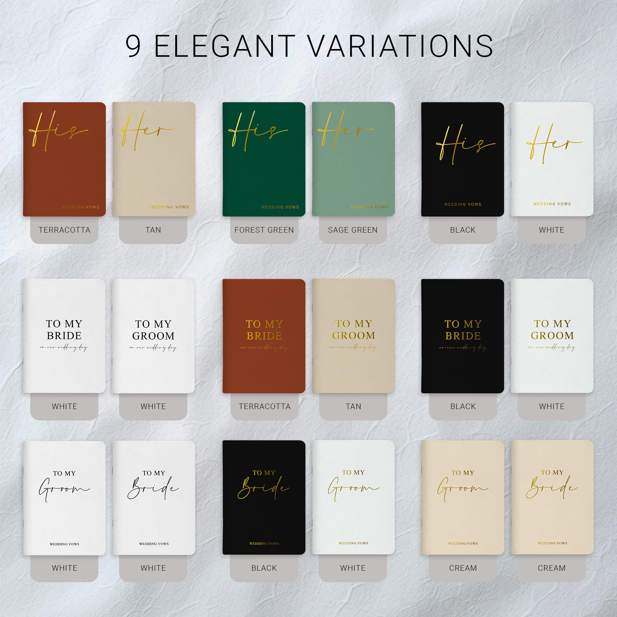 Wedding Vow Books His and Hers, Gold Foil Lettering & Keepsake Sleeve, Wedding Day Essentials, Beautiful His and Hers Gifts for the Bride and Groom (White & White)