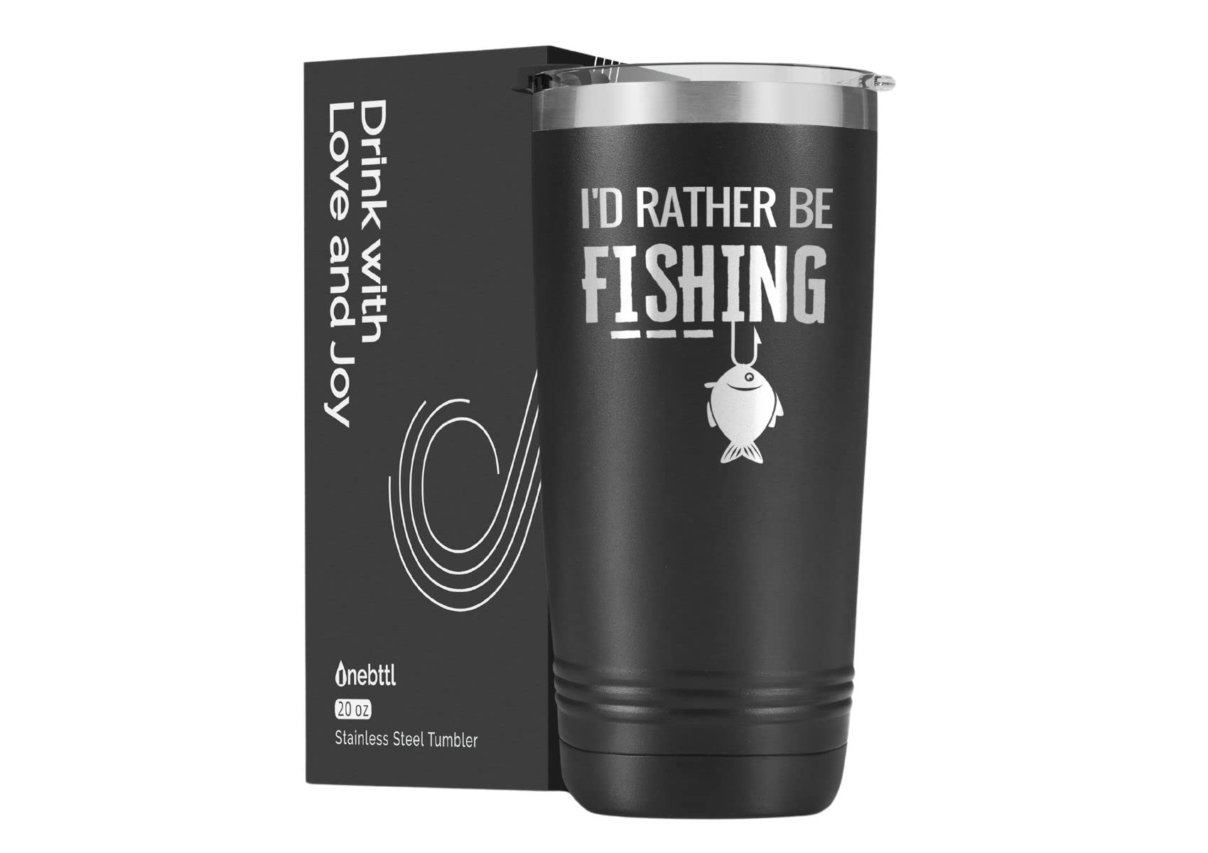 Onebttl Fishing Gifts for Men Guys, Unique Fishing Mug for Him, 20oz Stainless Steel Tumbler Fishing Tumbler for Dad, Husband, Coworkers, Friends, I'd Rather be FXXXing