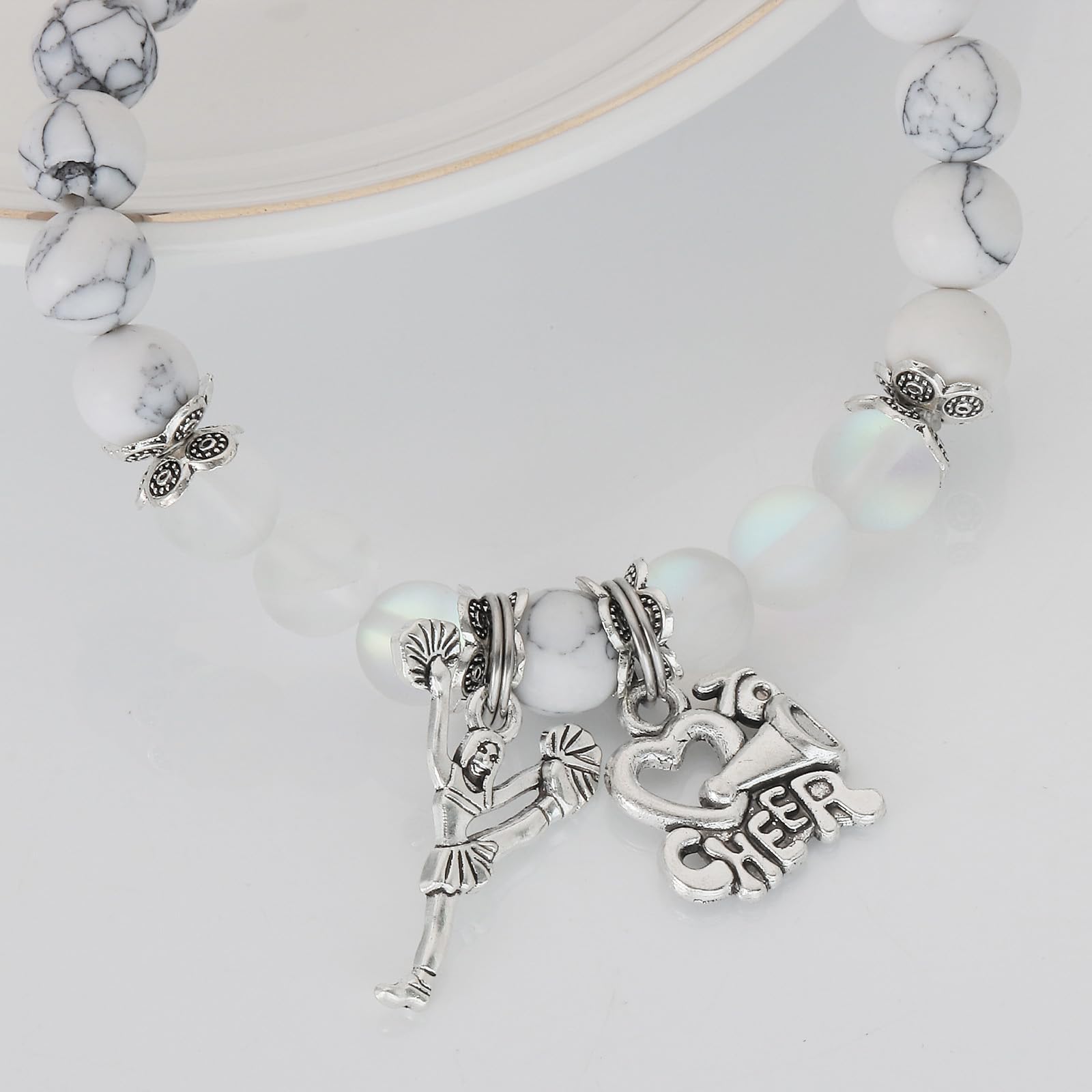 HUTIMY Cheer Bracelet Beads Bracelets Gifts Ideas for Cheer Team Jewelry Teens Cheerleading Bracelet