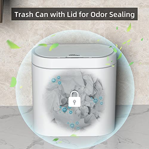 Ventifan Bathroom Trash Can with Lid,3 Gallon Waterproof Automatic Motion Sensor Garbage Can,Slim Narrow Bedroom Bathroom Garbage Bin