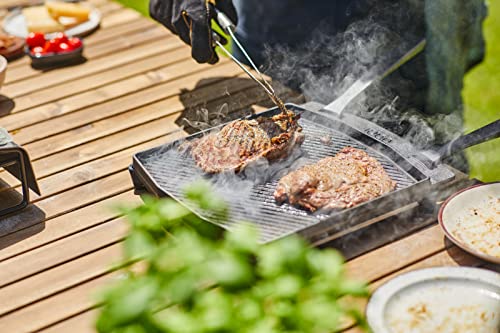 Ooni Dual-Sided Grizzler Plate - Reversible Cast Iron Pan - Cast Iron Skillet with Removable Handle - Cast Iron Griddle - Pre-Seasoned Oven Safe