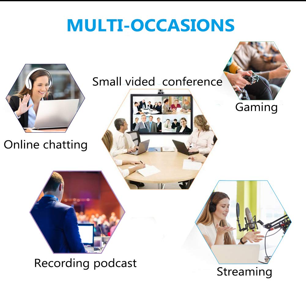 Hfuear USB Computer Microphone, Portable Omnidirectional Condenser Boundary Laptop Conference Microphone for Recording, Video Meeting, Gaming, Skype, VoIP Calls with 360°10ft Pickup Range