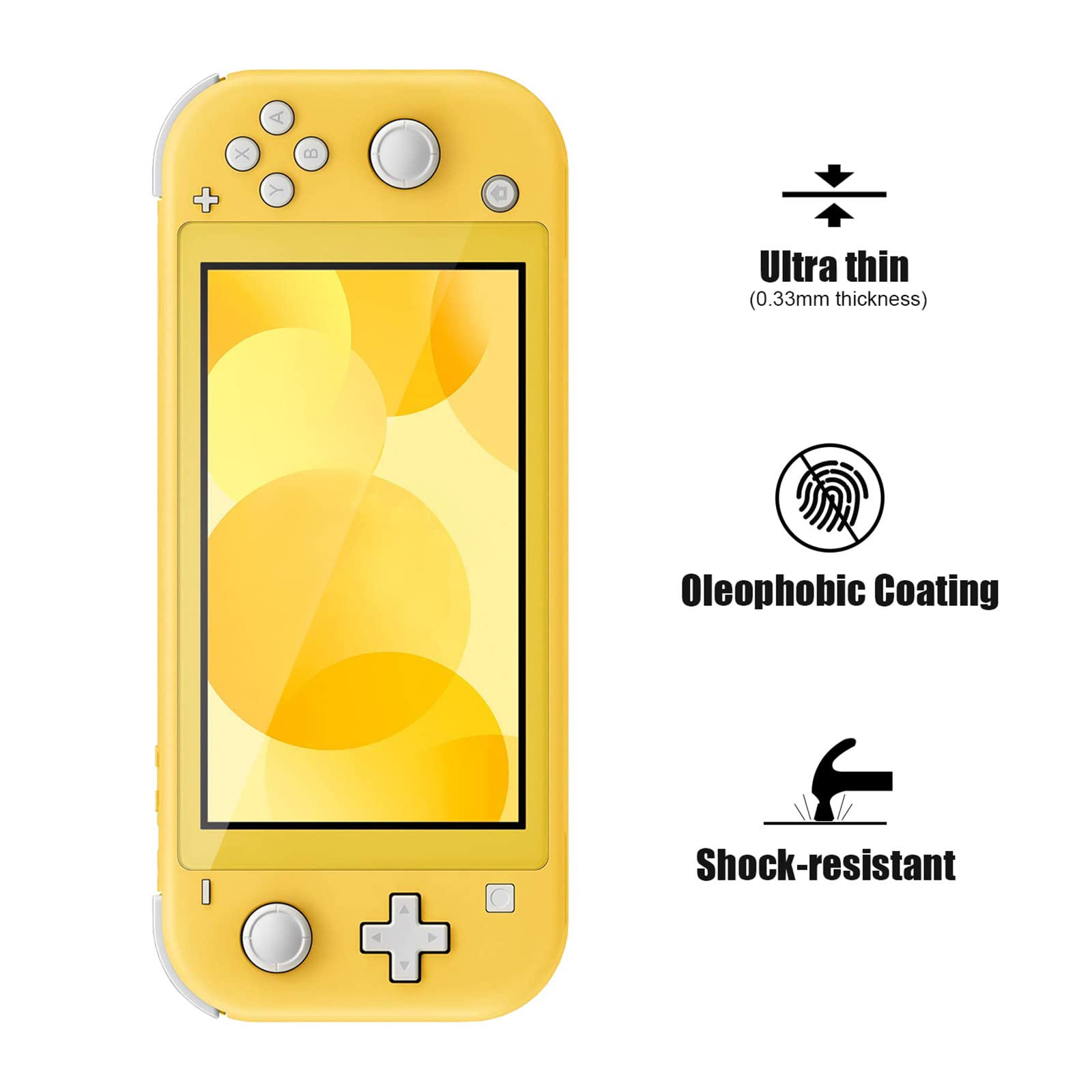 JOTO [3 Pack] Screen Protector for Nintendo Switch Lite, Tempered Glass Screen Film Guard Rounded Edge Real Glass Screen Protector for Switch Lite 2019