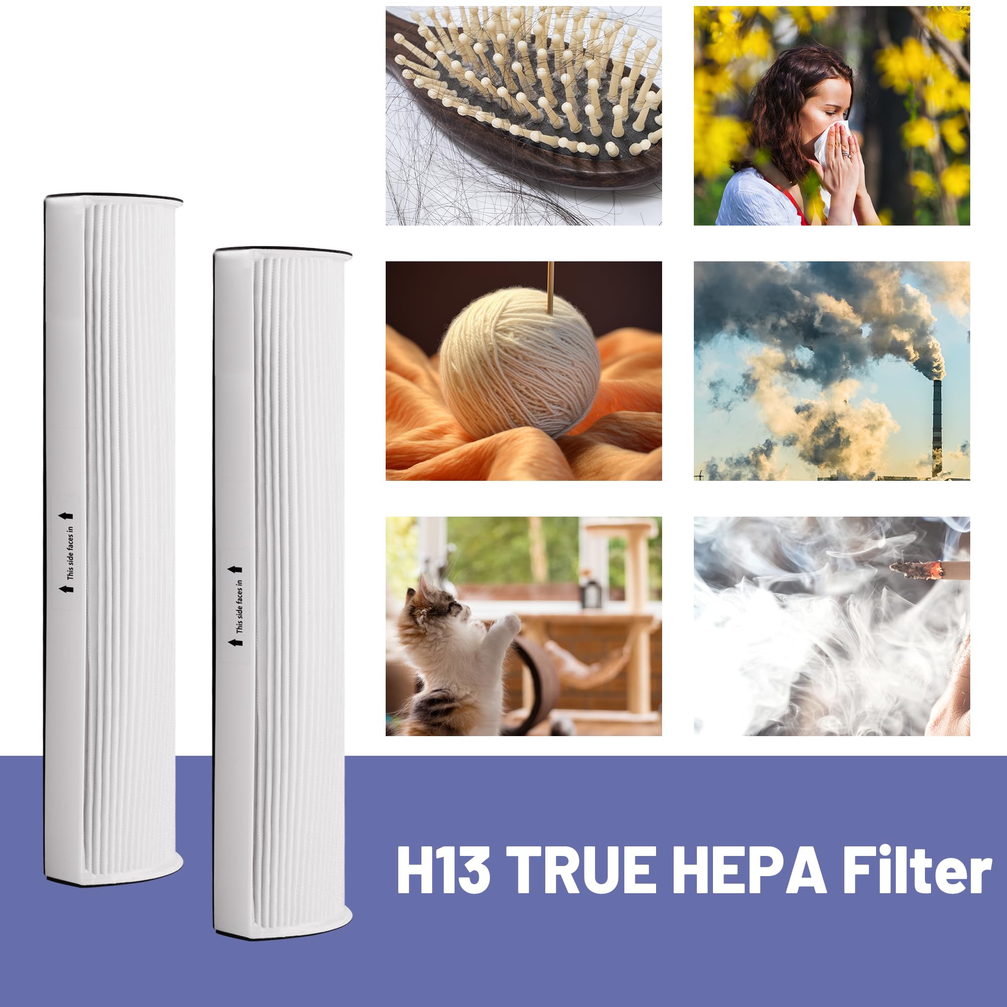 Popurure TPP240F Replacement Filter Compatible with Therapure TPP240 TPP230 Air Purifier, Compared to part TPP240F, with 2 True HEPA (H13)Activated Carbon Filter