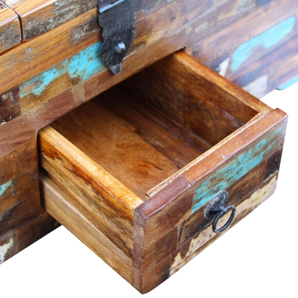 INLIFE Coffee Table Box Chest Solid Reclaimed Wood Chest Box Coffee Side Couch Table Trunk 31.5"x15.7"x13.8"(LxWxH)