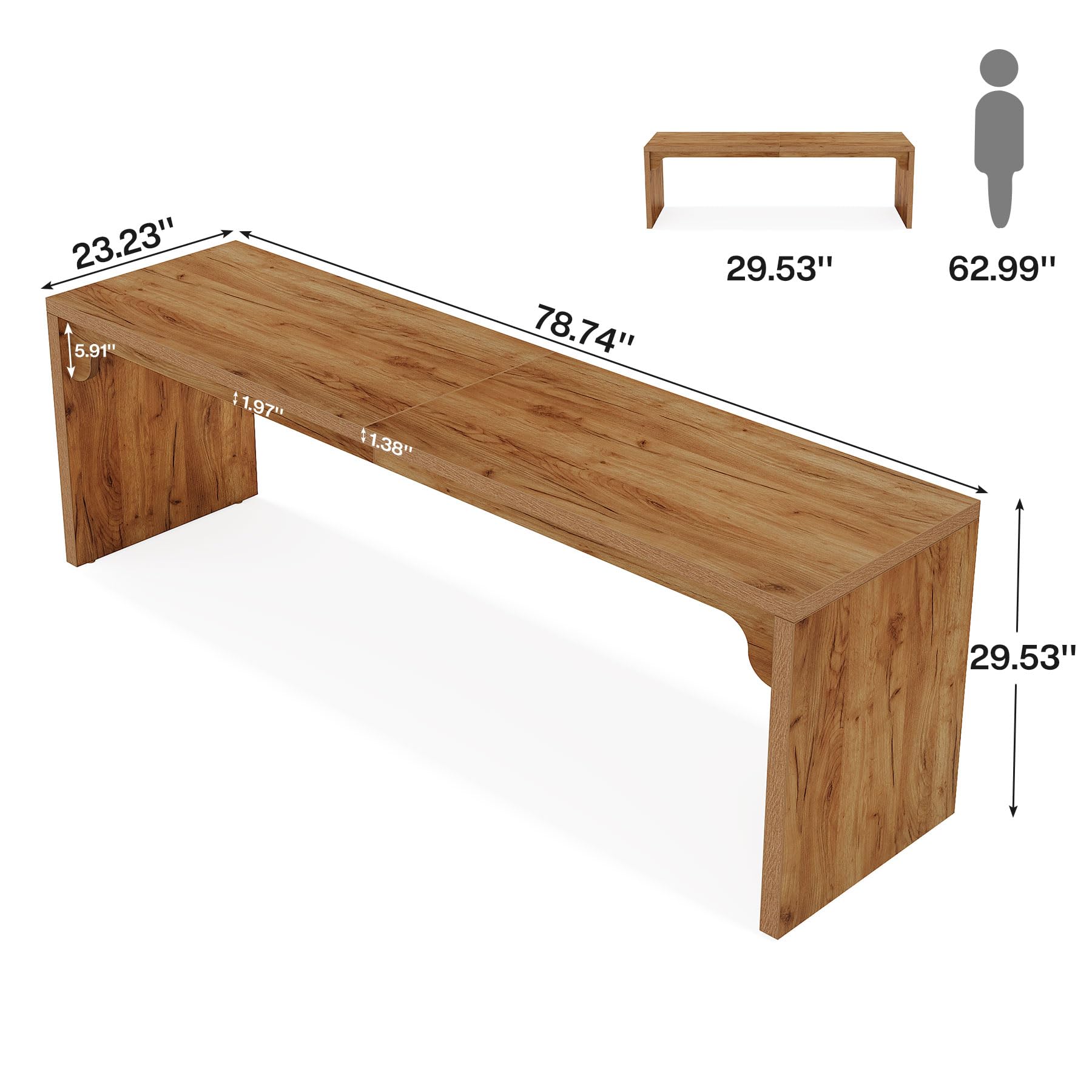 Tribesigns 78.7 Inches Long Computer Desk, Wooden Extra Long Desk Double Desk Workstation, 2 Person Desk for Home Office, Large Writing Desk for 2 People, Brown