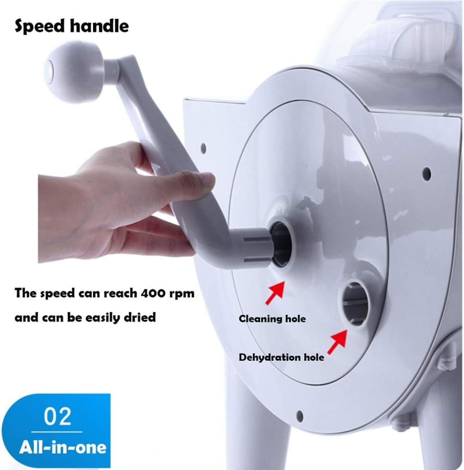 INLIMA Non-Electric Portable Hand-Operated Drum Washing Machine, Manual Clothes Washer Dehydration, Spin Dryer for Camping Apartments Dormitory